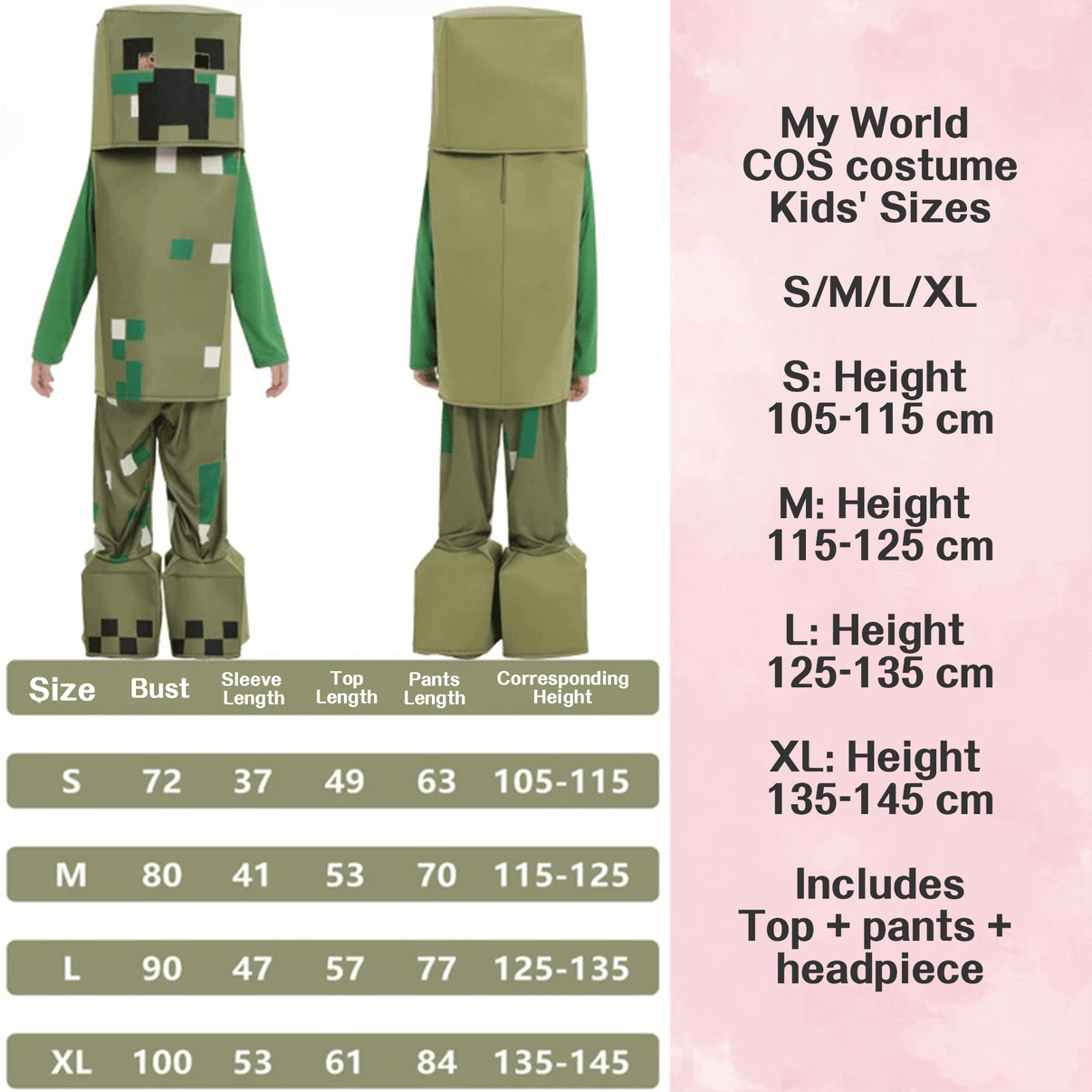 Creeper Minecraft Costume – Fun Halloween Creeper Character Outfit ...