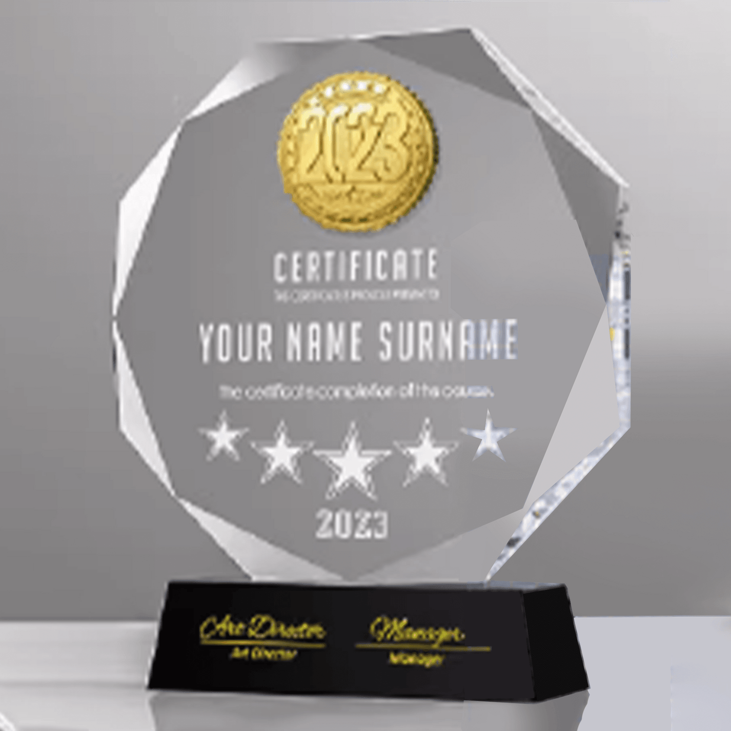 Customizable Crystal Trophy with Changeable Base - Engrave Your ...